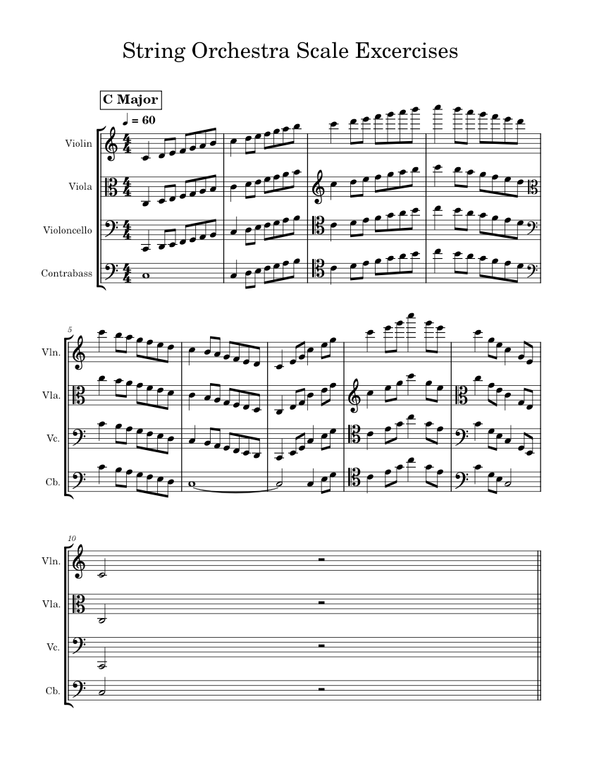 Scale Exercises for Advanced String Orchestra Sheet Music for ...