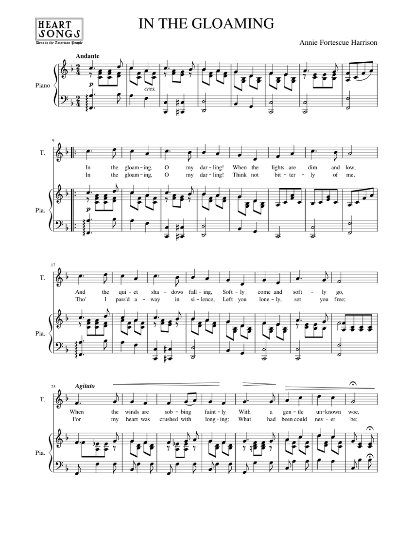 IN THE GLOAMING Sheet music for Piano, Tenor (Piano-Voice) | Musescore.com