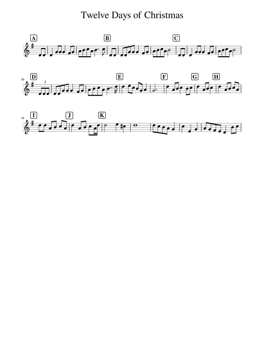 Twelve Days of Christmas Sheet music for Piano (Solo) Easy | Musescore.com