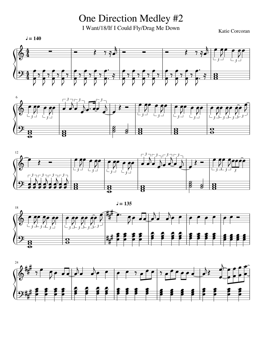 One Direction Medley 2 Sheet Music for Piano (Solo) Easy | MuseScore.com