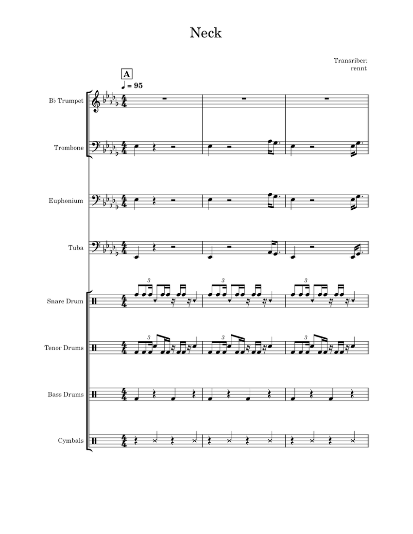 Neck Sheet Music for Trombone, Euphonium, Tuba, Trumpet in b-flat ...