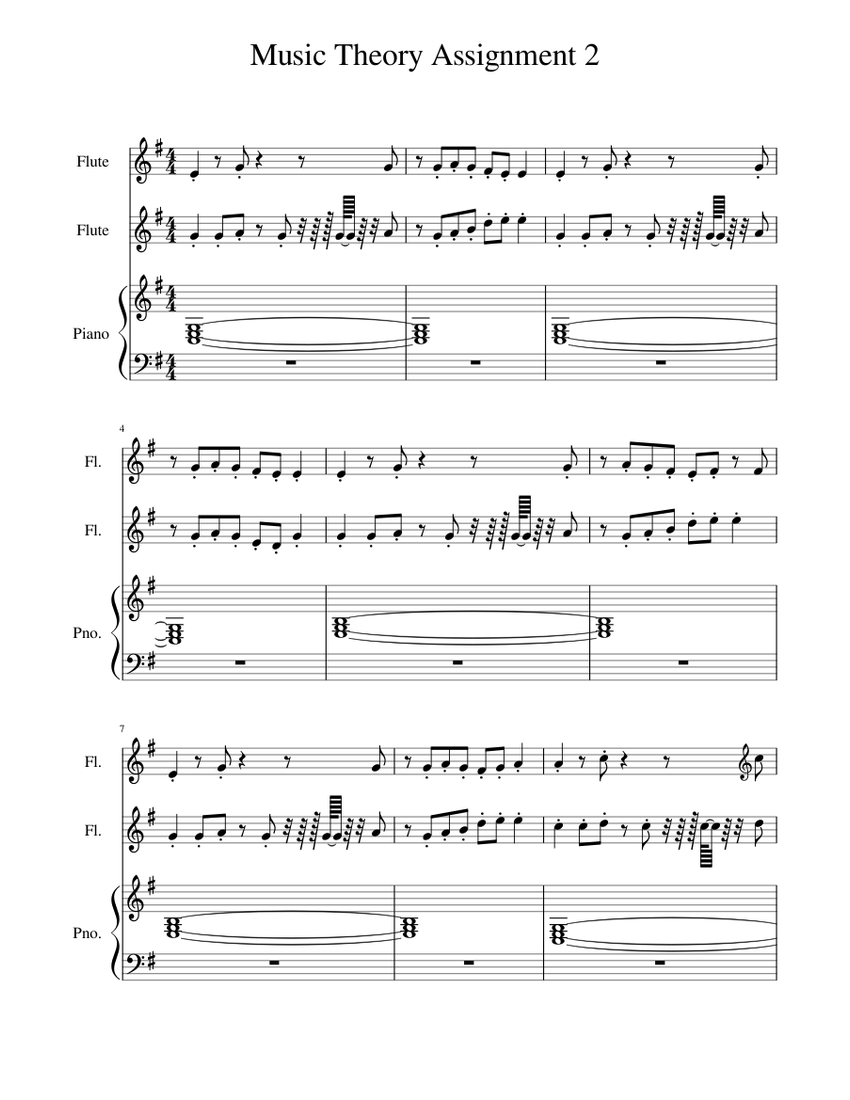 Music Theory Assignment 2 Sheet music for Piano, Flute (Mixed Trio ...