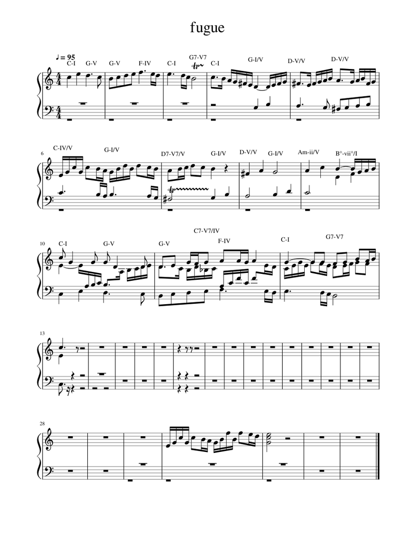 Fugue in C Sheet Music for Piano (Solo) easy | MuseScore.com