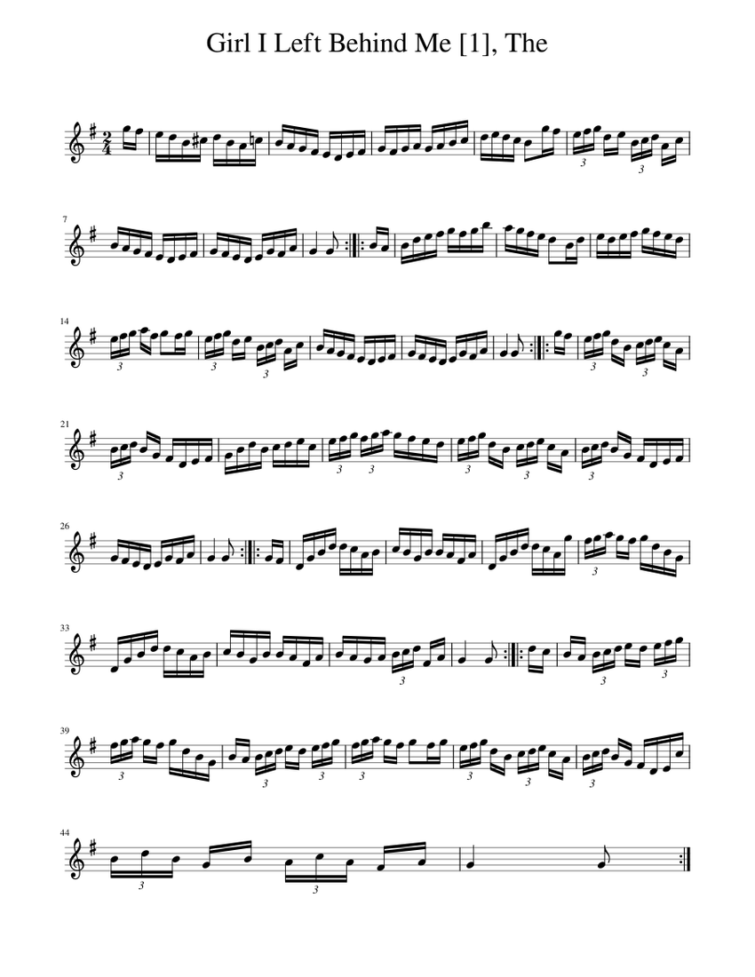 The Girl I Left Behind Me Sheet music for Piano (Solo) Easy | Musescore.com