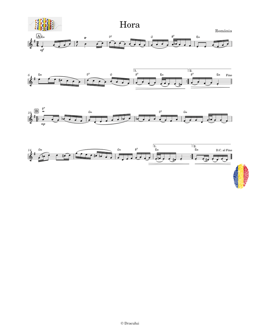 Hora Sheet Music with Chords for Recorder (Concert Band) | MuseScore.com