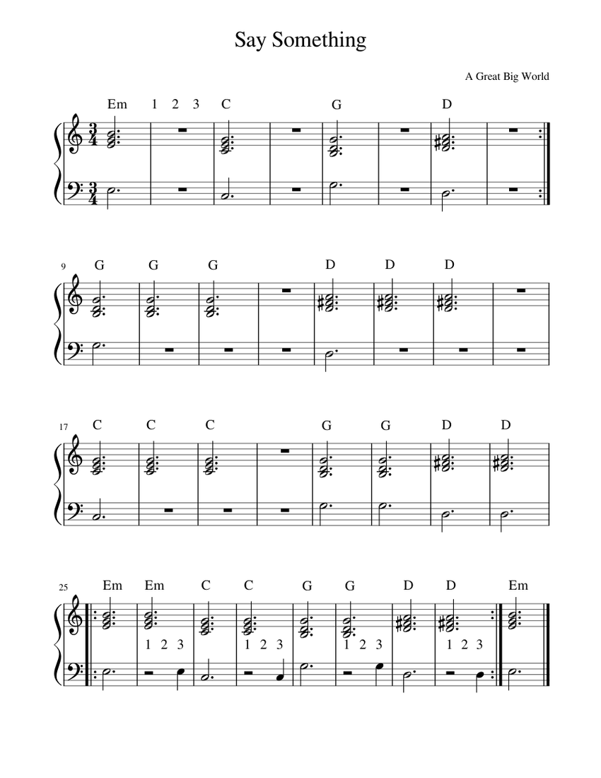 Say Something (CHORD) Sheet music for Piano (Solo) Easy | Musescore.com