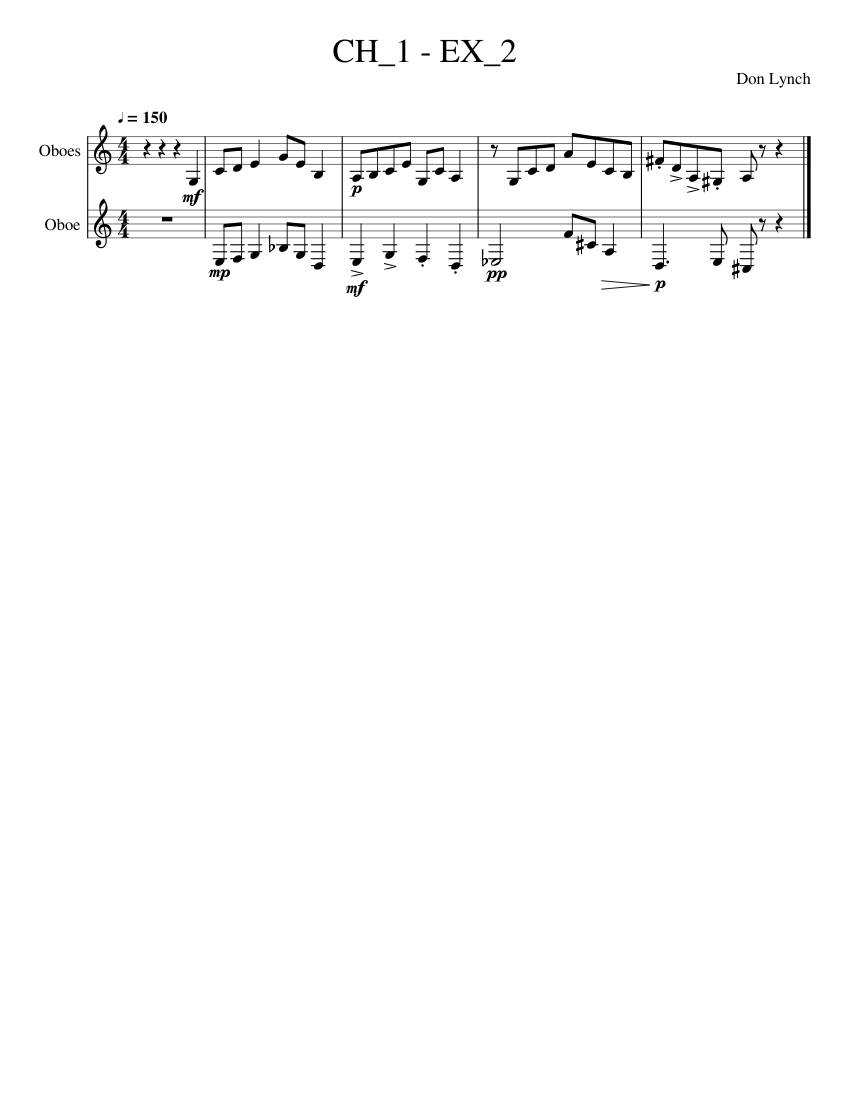 CH_1_-_EX_2 Sheet music for Oboe (Woodwind Duet) | Musescore.com