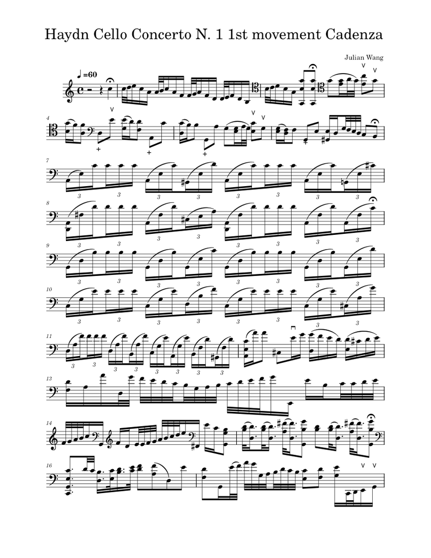 Cello Concerto No.1 in C major, Hob.VIIb:1 – Joseph Haydn Sheet Music for Piano (Solo) Easy ...