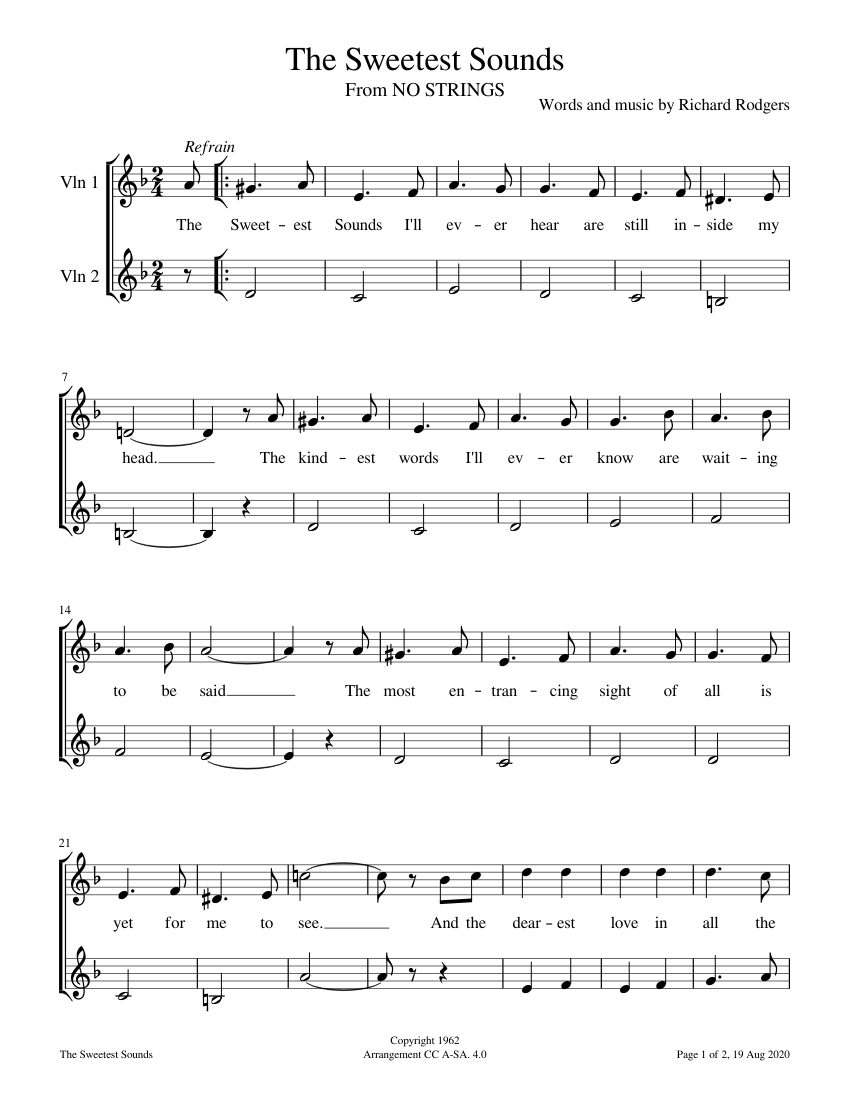 The Sweetest Sounds Sheet music for Violin (String Duet) | Musescore.com