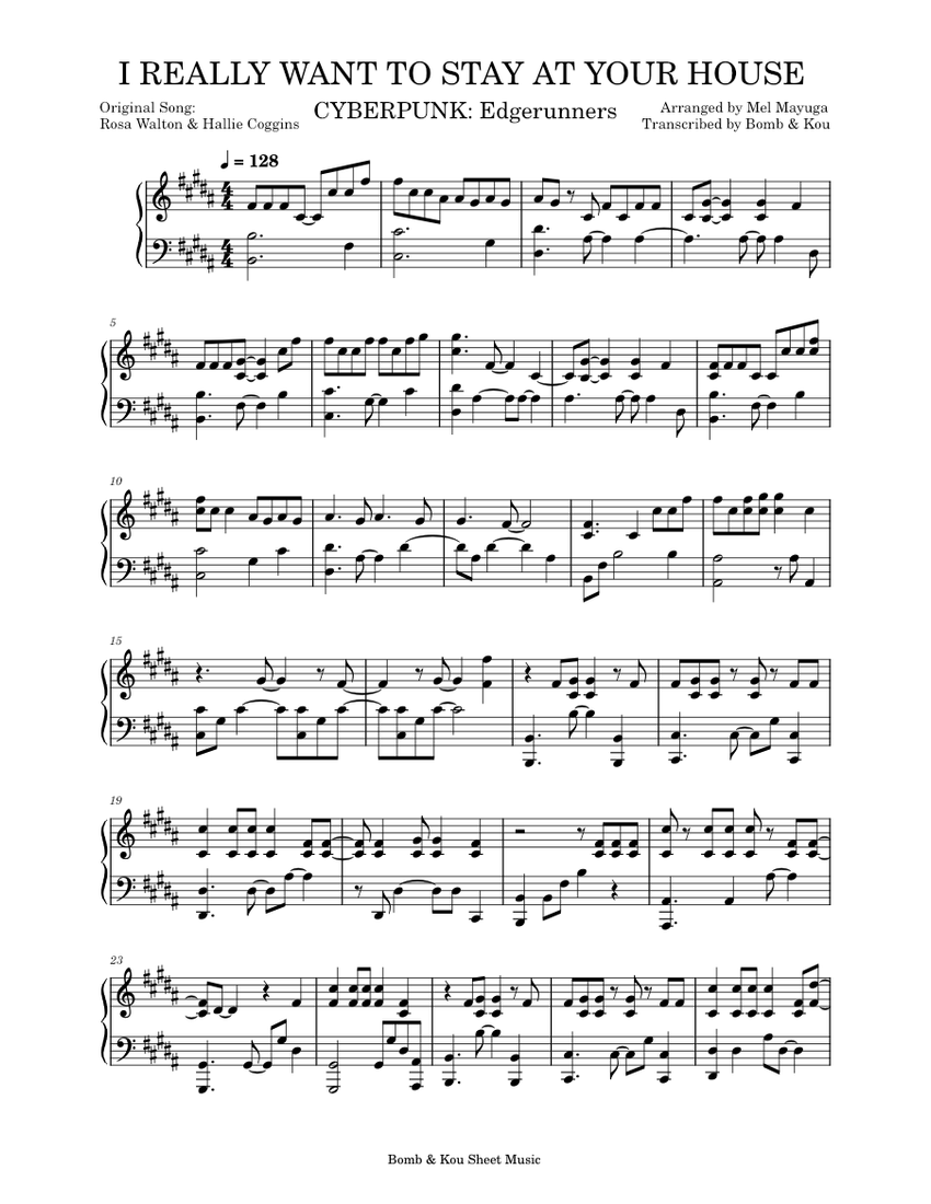I Really Want To Stay At Your House | CYBERPUNK EDGERUNNERS | Arr. Mel Mayuga Sheet music for ...
