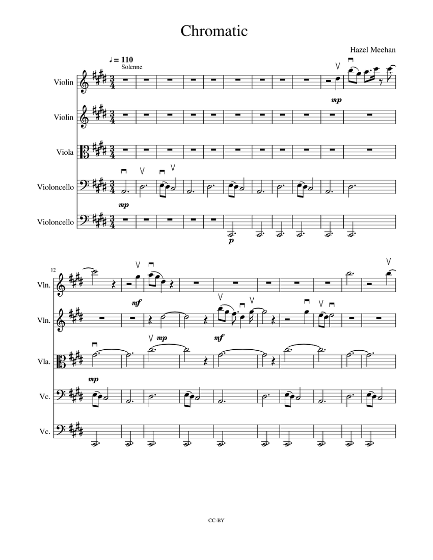 Chromatic Sheet music for Violin, Viola, Cello (String Quintet ...