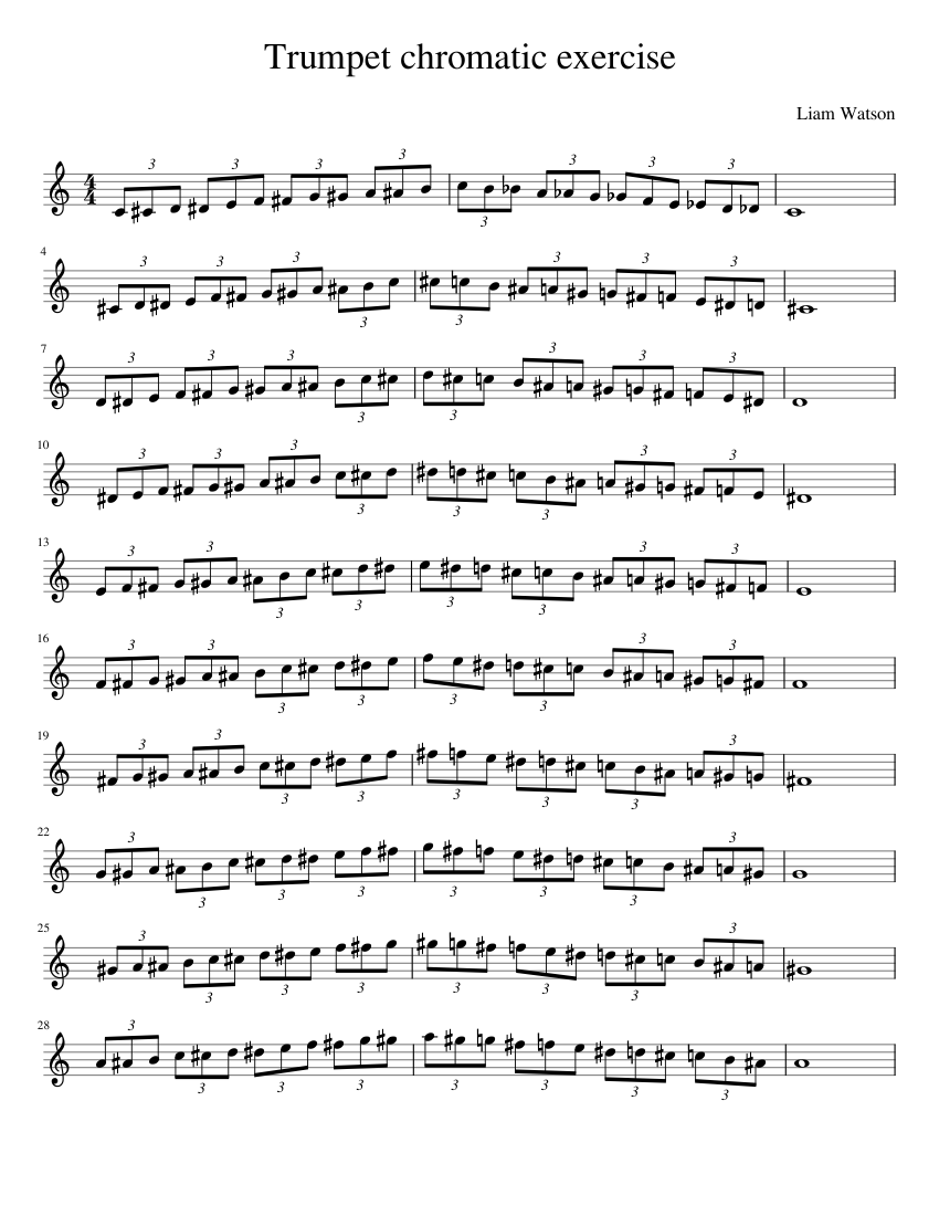 Trumpet Chromatic Exercise Sheet music for Cornet (Solo) | Musescore.com