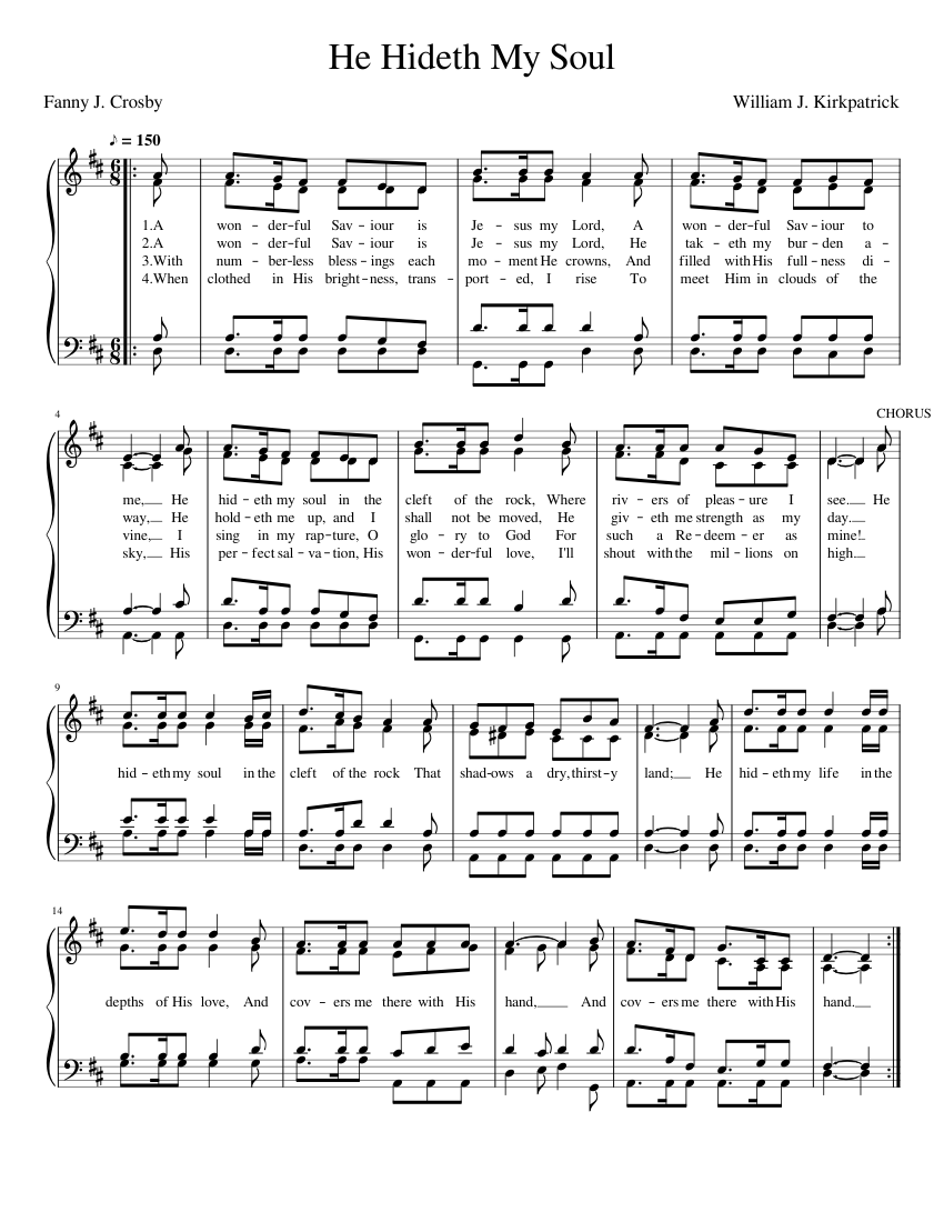 102 He Hideth My Soul Sheet Music for Piano (Solo) | MuseScore.com