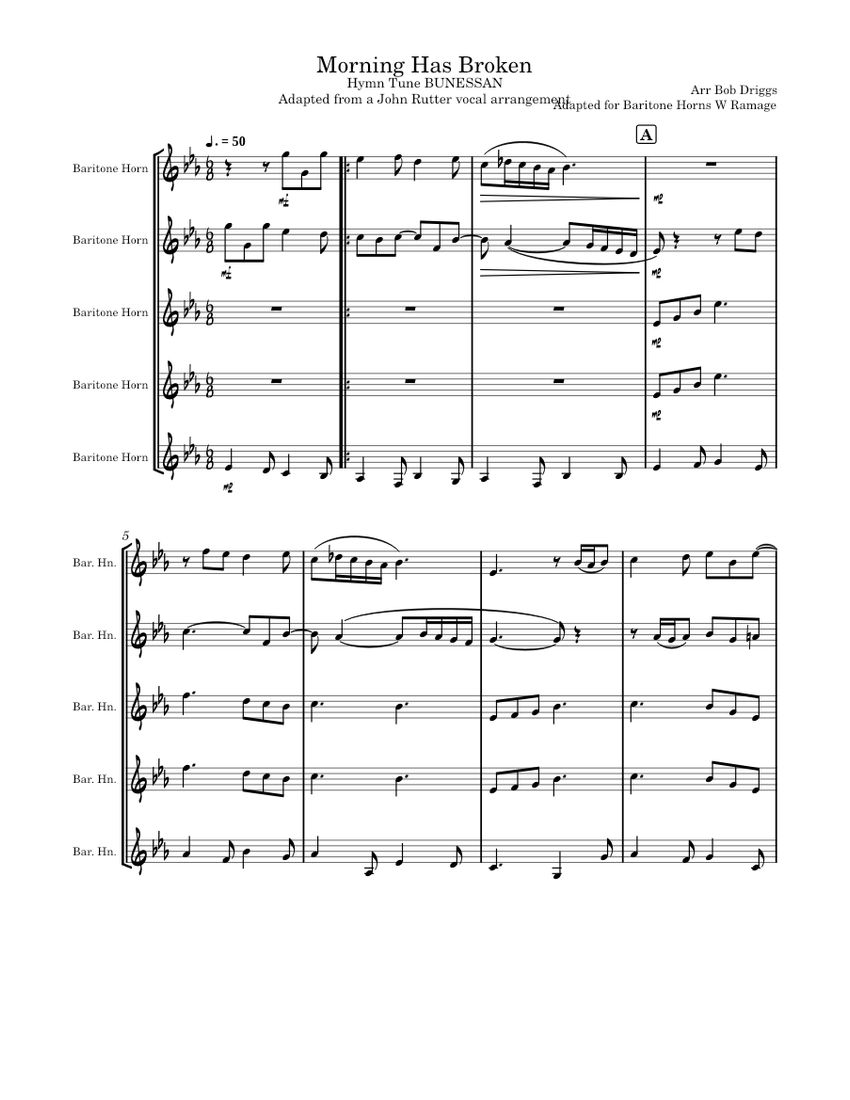 Morning has broken – Misc Traditional Sheet music for Baritone horn ...