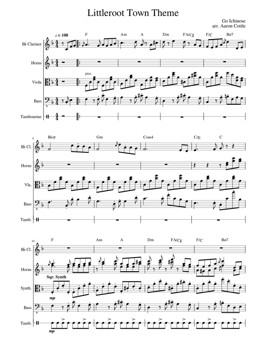 Littleroot Town Theme Sheet Music with Chords for Tambourine, Clarinet ...