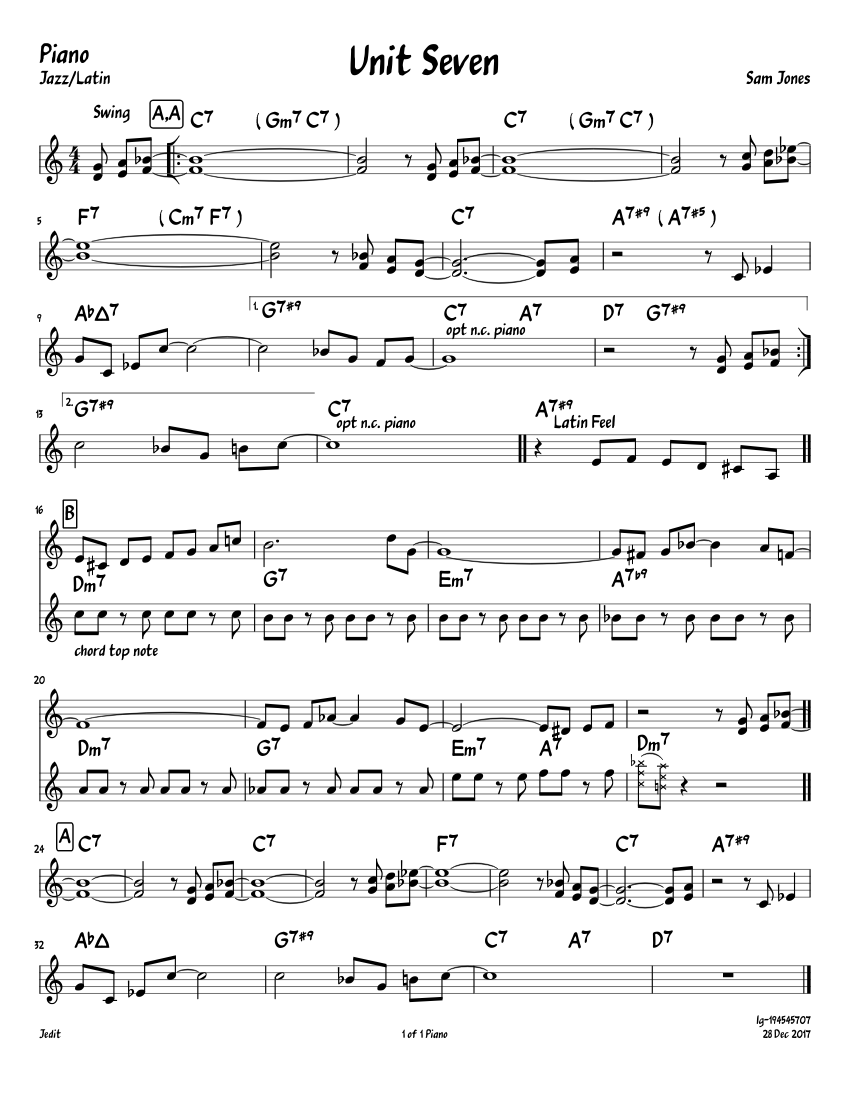 Unit Seven Sheet music for Piano (Piano Duo) | Musescore.com