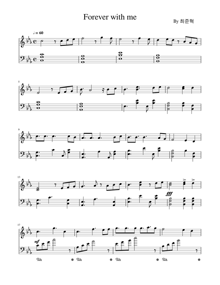forever with me Sheet Music for Piano (Solo) easy | MuseScore.com