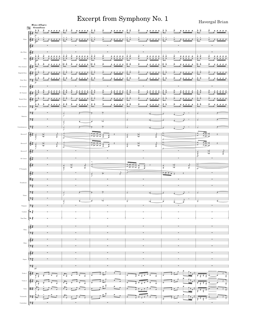 Excerpt from Brian's 1st Symphony, 3rd Movement Sheet music for Trombone, Organ, Cornet, Tuba ...