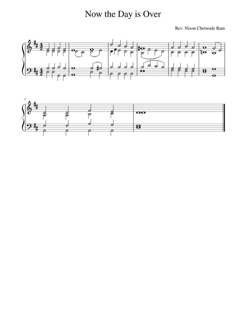 Now the Day is Over Sheet Music for Organ (Solo) | MuseScore.com