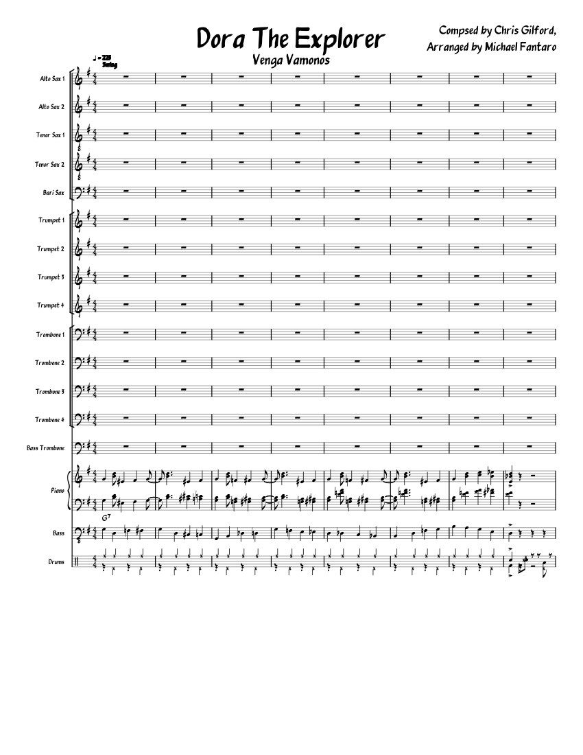 Dora_The_Explorer Sheet Music with Chords for Piano, Trombone, Trombone ...
