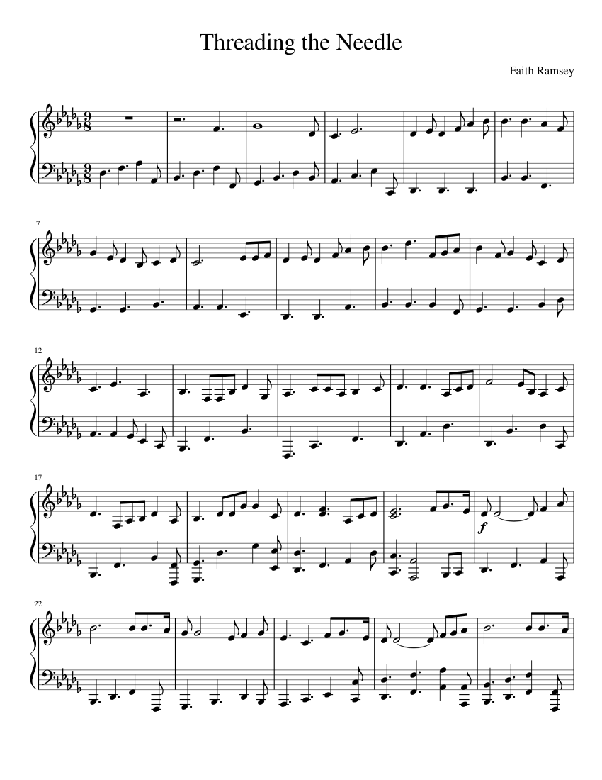 Threading the Needle Sheet Music for Piano (Solo) Easy | MuseScore.com