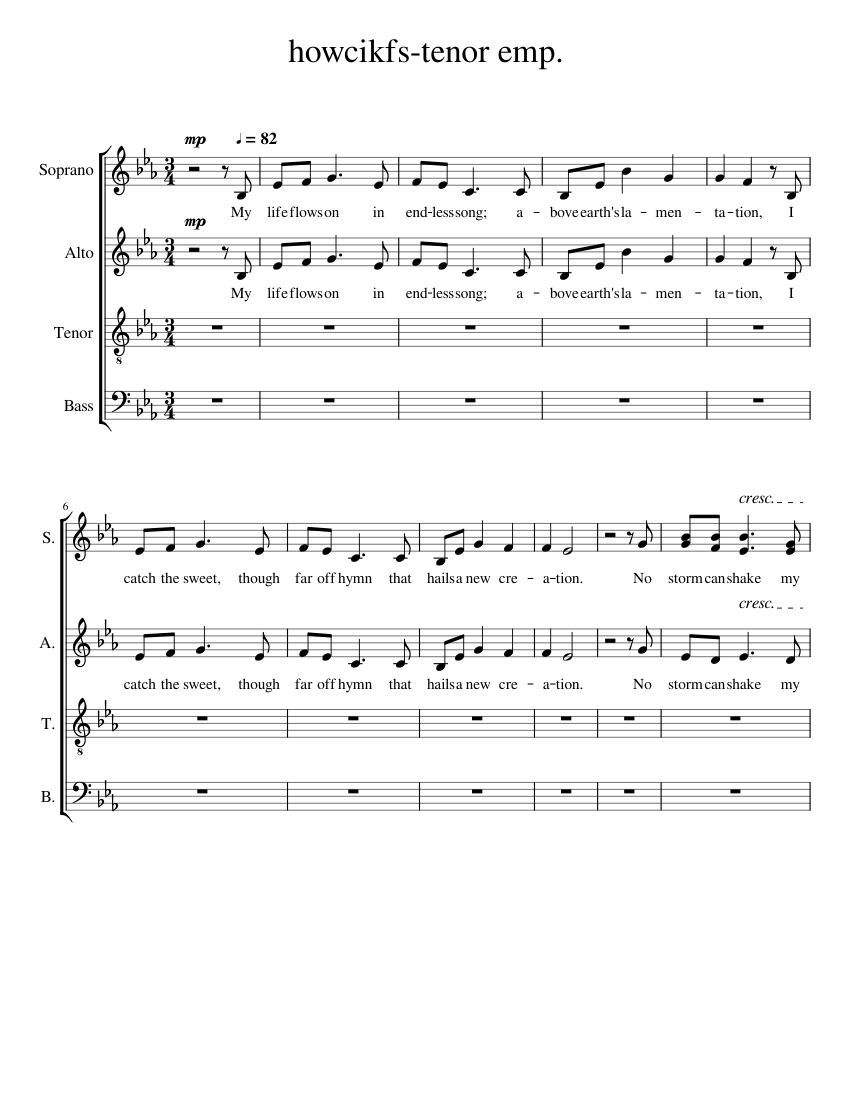 How Can I-Tenor Emphasis Sheet Music for Soprano, Alto, Tenor, Bass ...