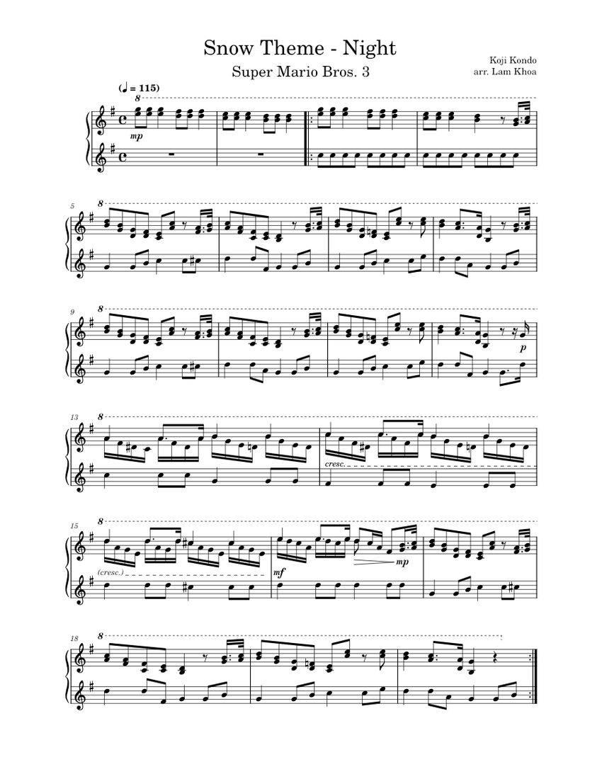 Snow Theme (Super Mario Bros. 3) – Koji Kondo - Night Theme - Super ...