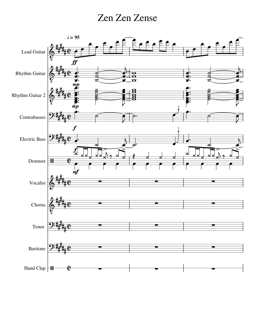 Zen Zen Zense Sheet music for Flute, Violin, Guitar, Bass guitar & more ...