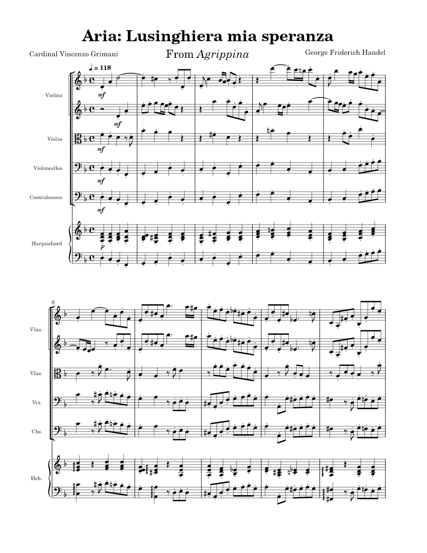 Agrippina, HWV 6 – Georg Friedrich Händel Aria: Lusinghiera mia ...