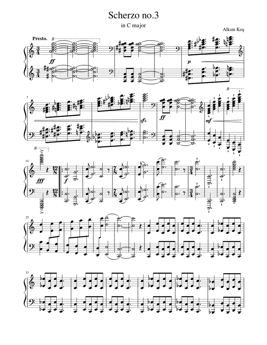 Scherzo no.3 - WoO 11 Sheet music for Piano (Solo) | Musescore.com