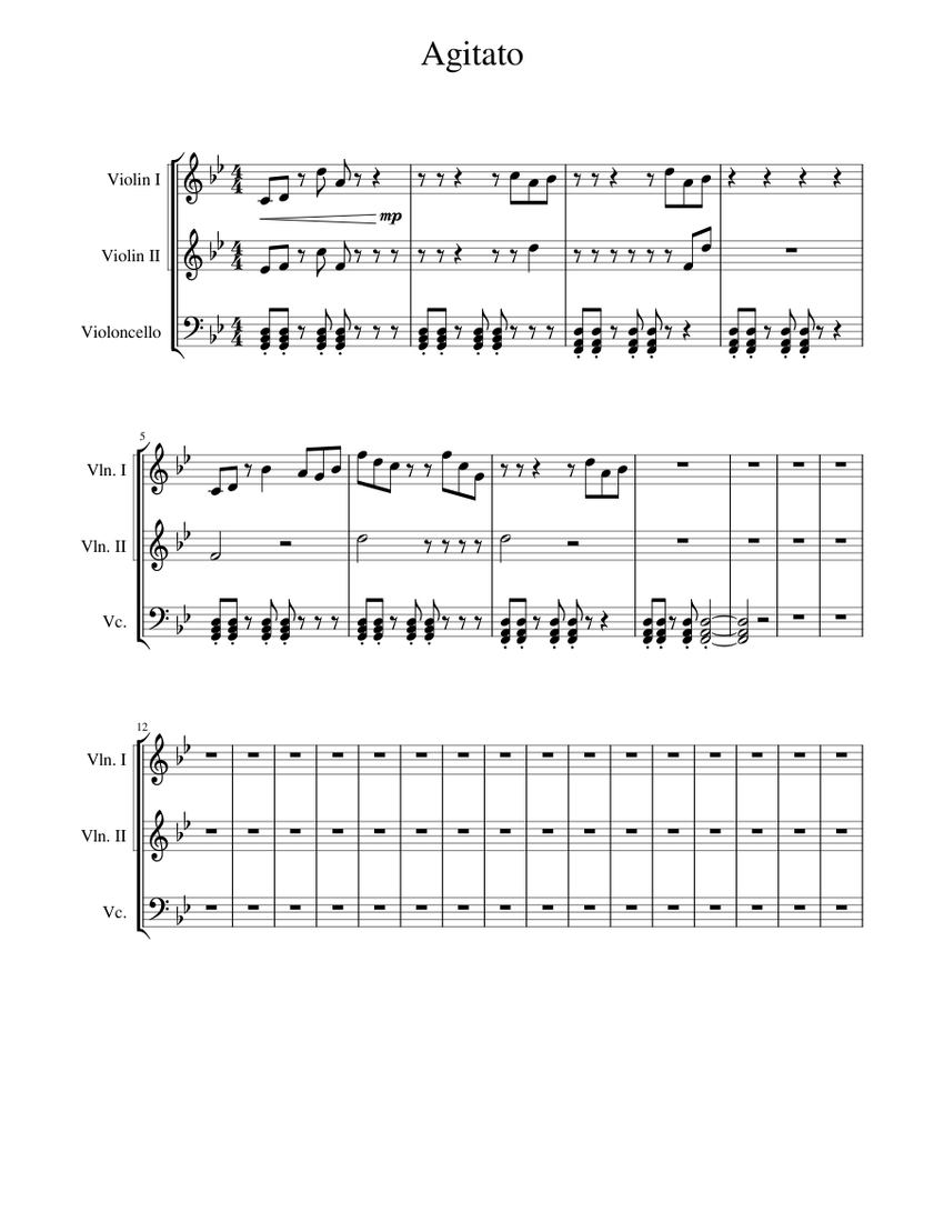 Agitato Sheet music for Violin, Cello (Mixed Trio) | Musescore.com