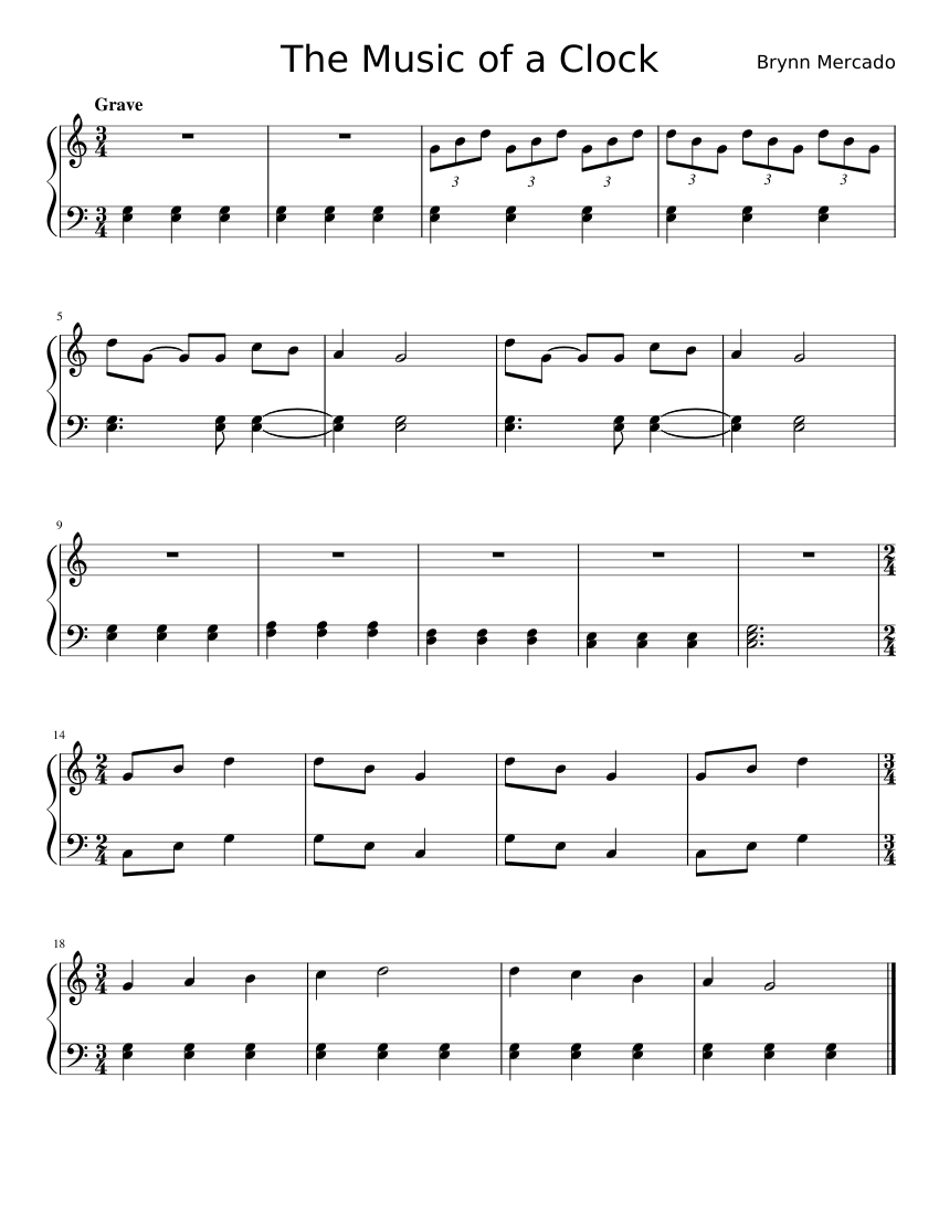 The Music of a Clock Sheet music for Piano (Solo) Easy | Musescore.com