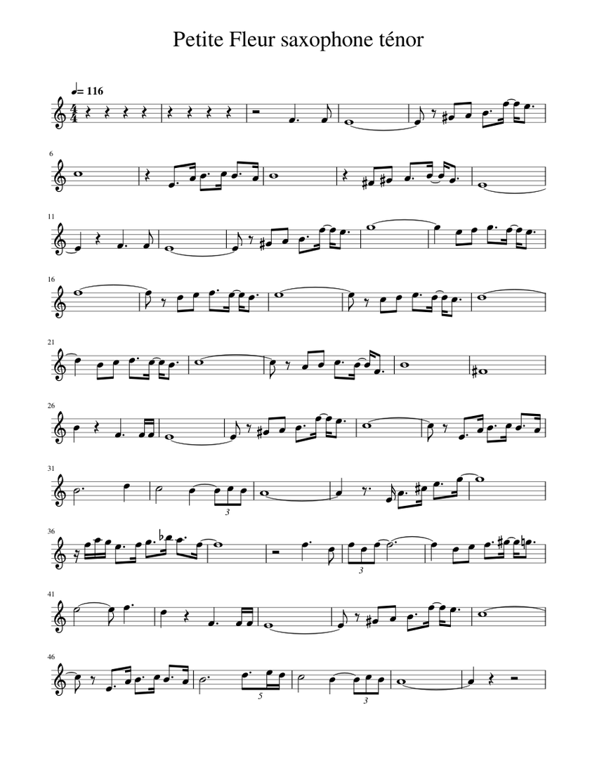 Petite Fleur saxophone ténor Sheet music for Saxophone tenor (Solo ...
