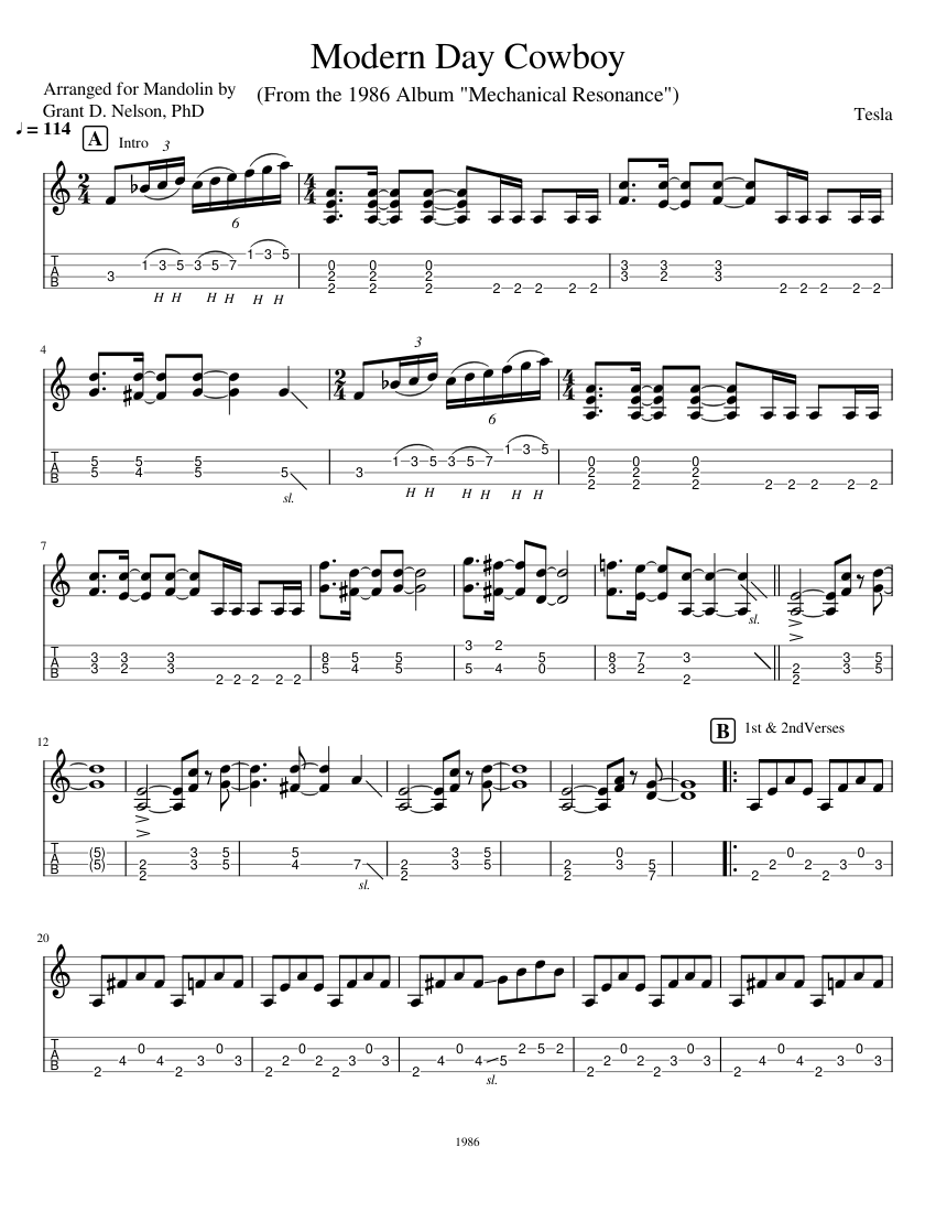 Modern Day Cowboy for Mandolin Sheet music for Mandolin (Solo ...