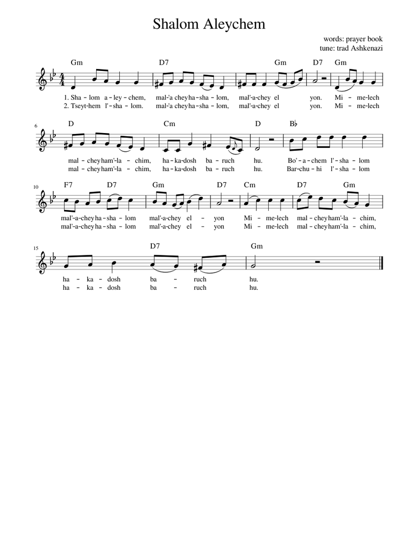 Shalom Aleychem Sheet music for Piano (Solo) | Musescore.com