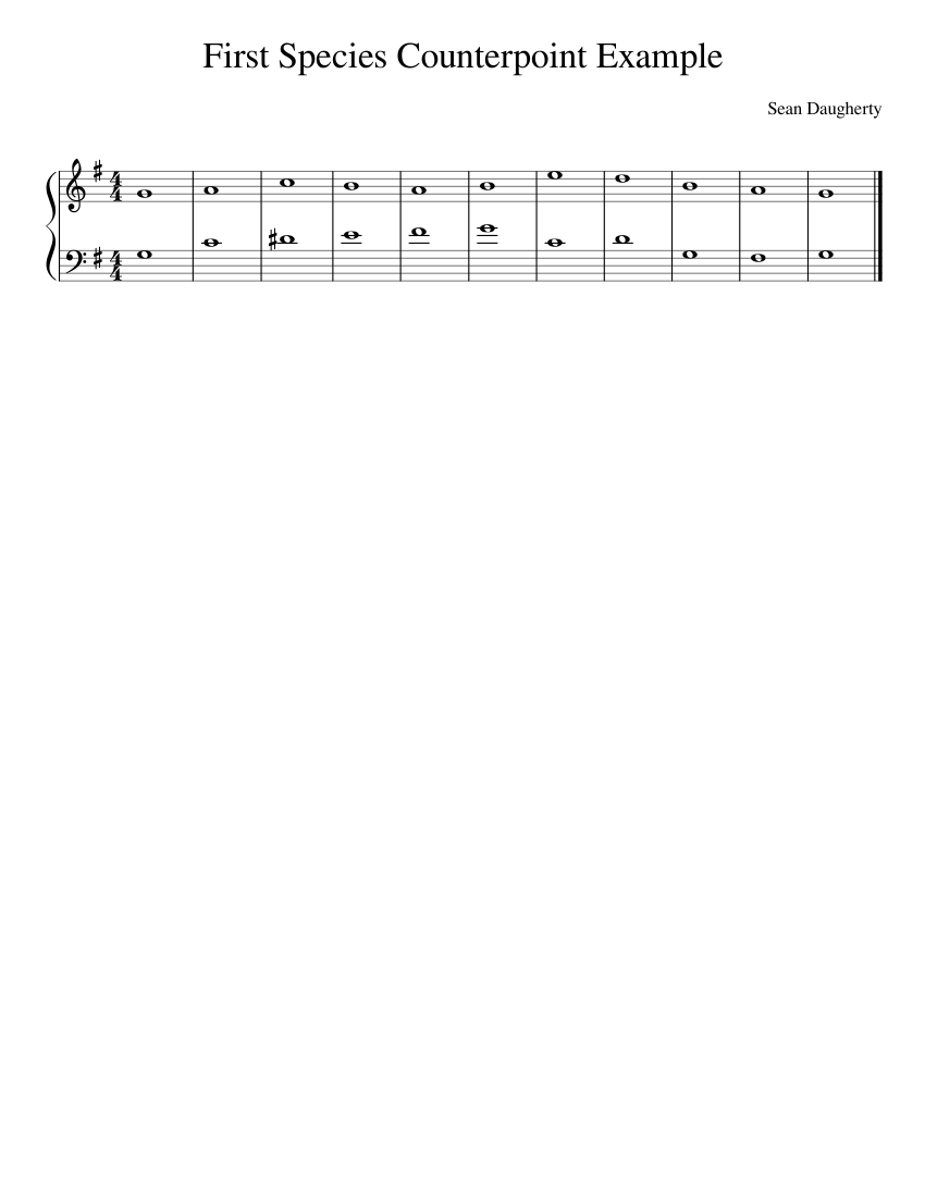 First Species Counterpoint Example Sheet music for Piano (Solo) Easy ...