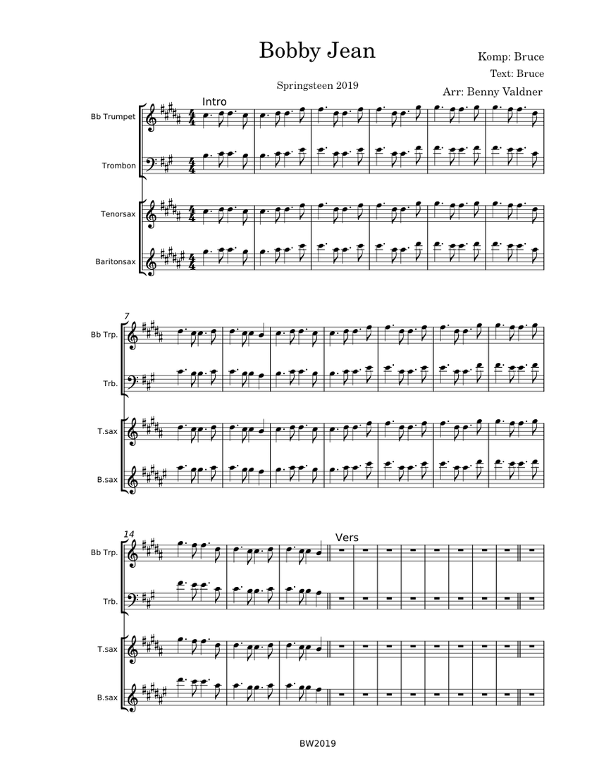 Bobby jean – Bruce Springsteen Bobby jean - Horns – Bruce Springsteen ...
