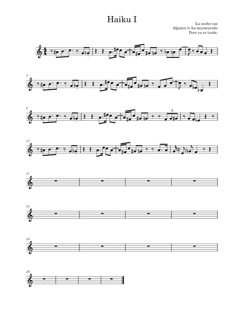 Haiku I Sheet music for Piano (Solo) Easy | Musescore.com