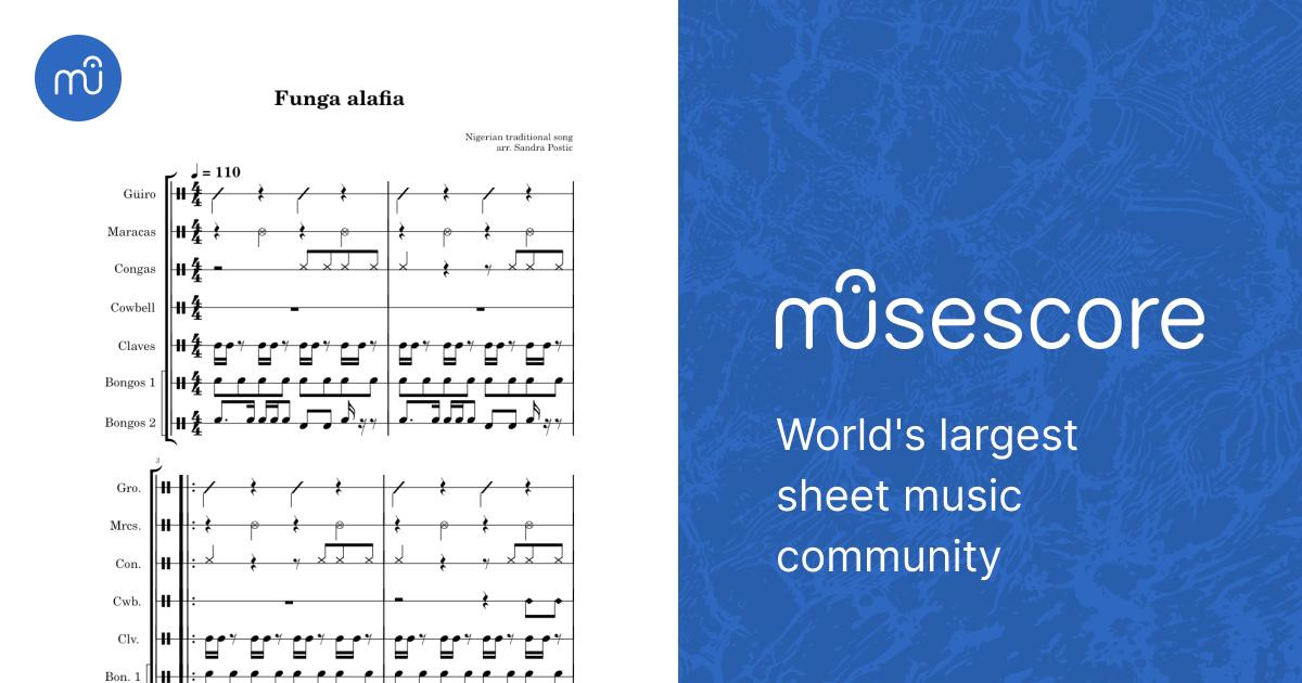 Funga Alafia – Traditional Liberian folk song Sheet music for Drum ...