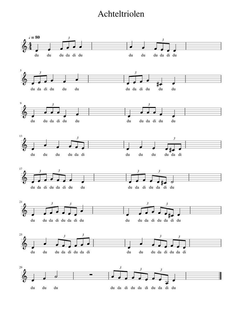Achtel Triolen - Eight Note Triplets Sheet music for Piano (Solo ...