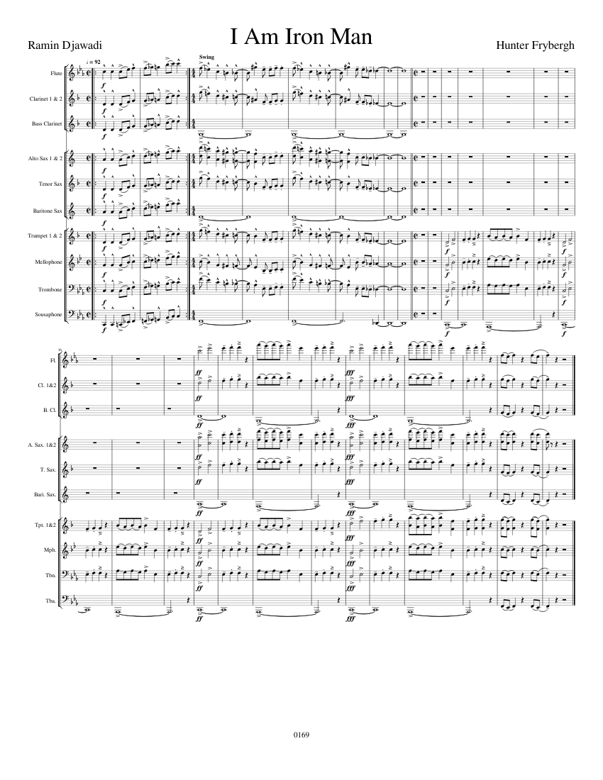 I Am Iron Man Sheet music for Trombone, Tuba, Flute, Clarinet in b-flat ...