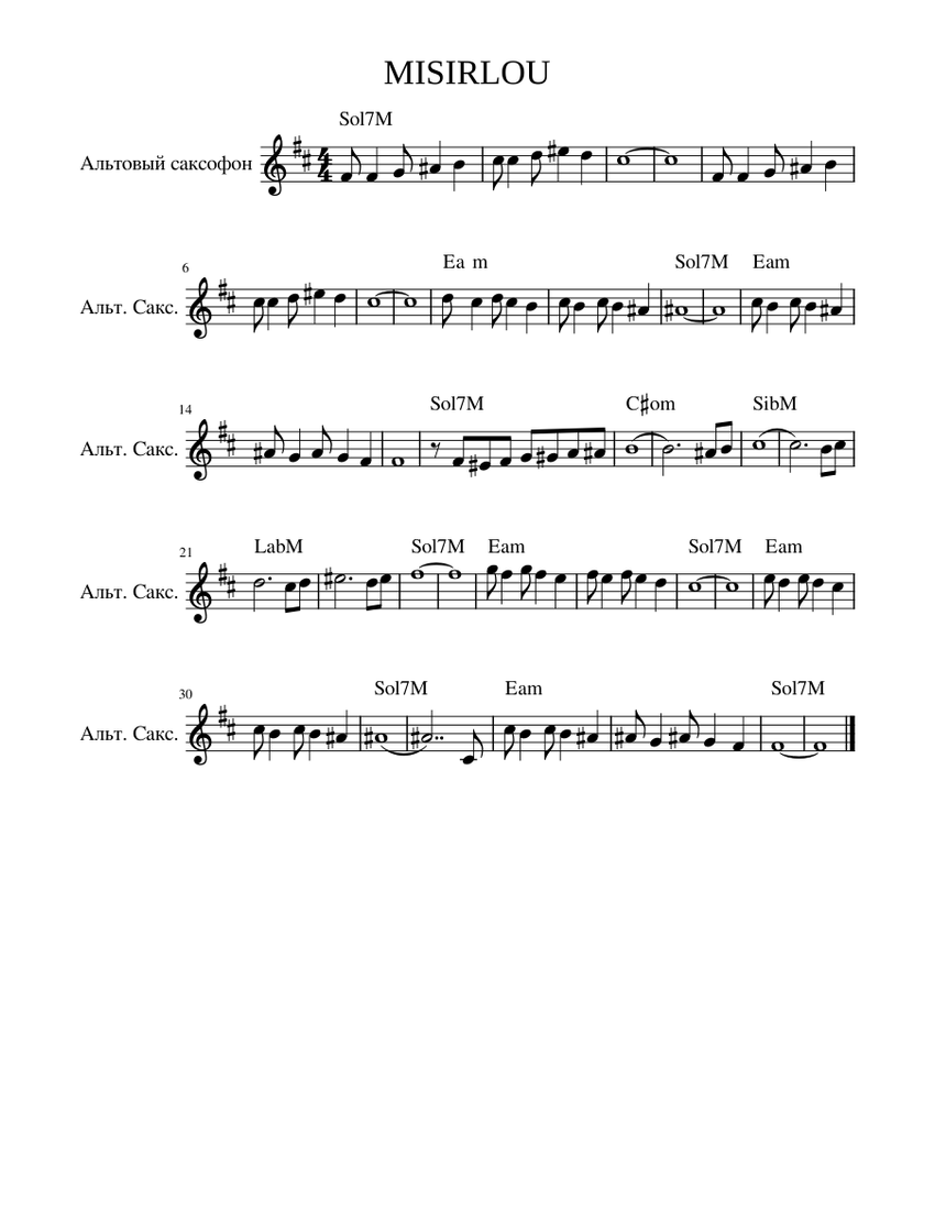 Misirlou – Dick Dale Sheet Music with Chords for Saxophone alto (Solo ...