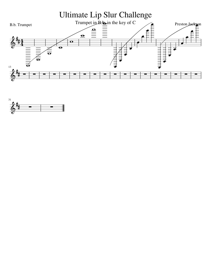 Ultimate Lip Slur Challenge - Trumpet in B.b. Sheet music for Trumpet ...