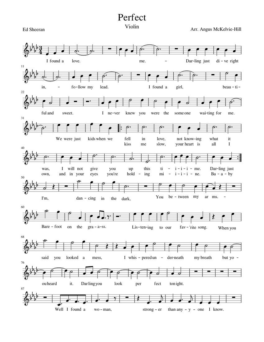 Perfect Sheet music for Violin (Solo) | Musescore.com