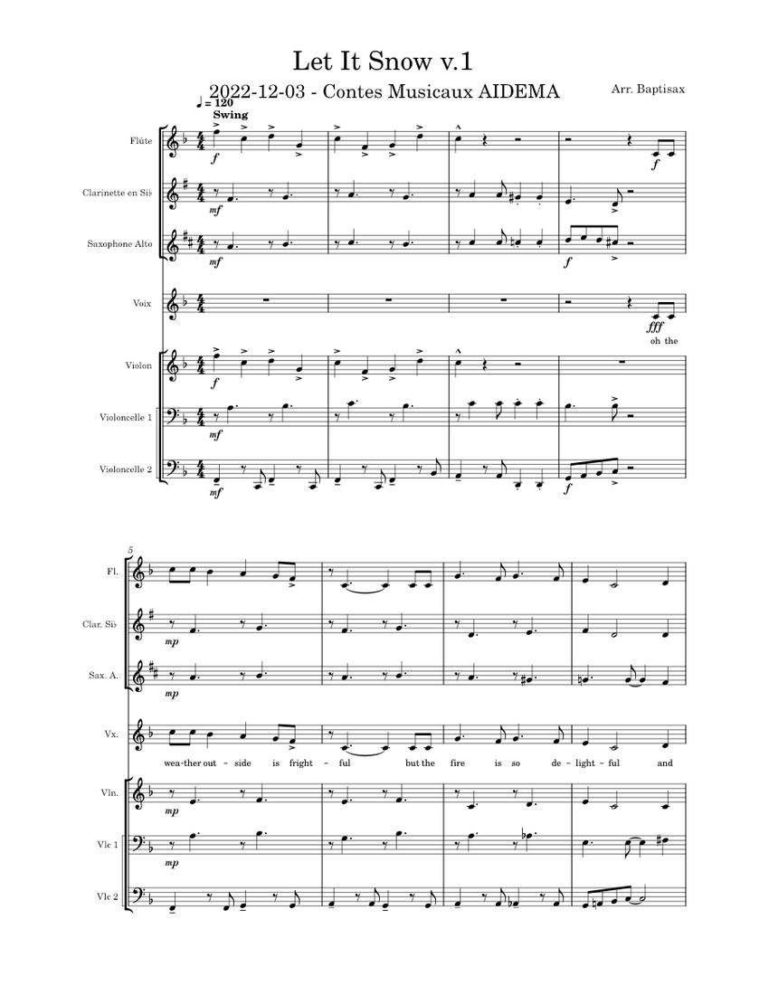 Let it snow – Misc Christmas Sheet Music for Vocals, Flute, Clarinet in ...
