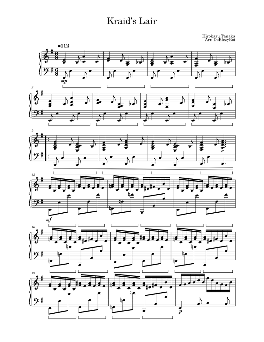 Kraid's Lair - Metroid – Hirokazu Tanaka Kraid's Lair Sheet Music for ...