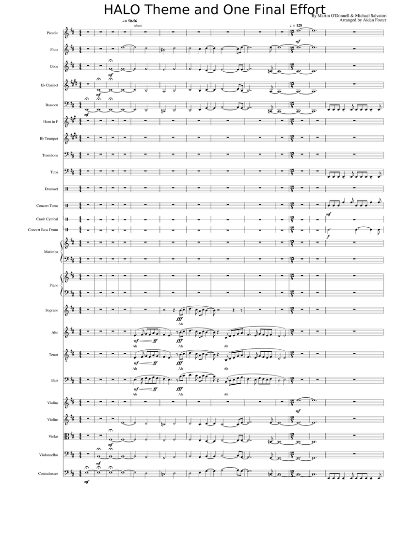 Halo Theme and One Final Effort Sheet Music for Piano, Trombone ...