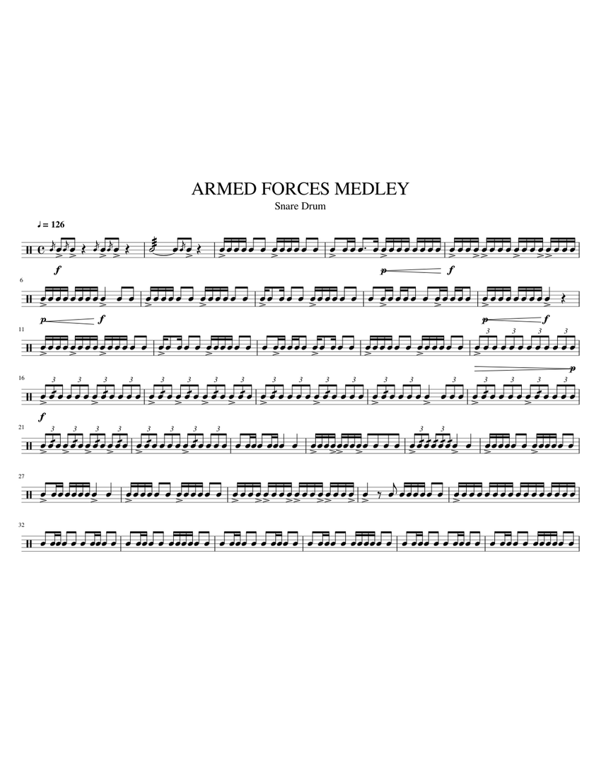 ARMED FORCES MEDLEY Sheet Music for Snare drum (Solo) | MuseScore.com