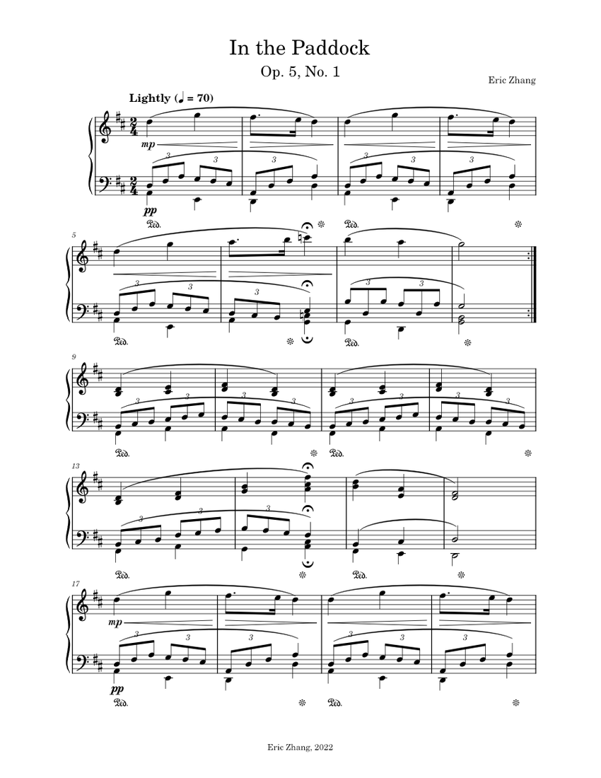 No. 1 - In the Paddock Sheet music for Piano (Solo) Easy | Musescore.com