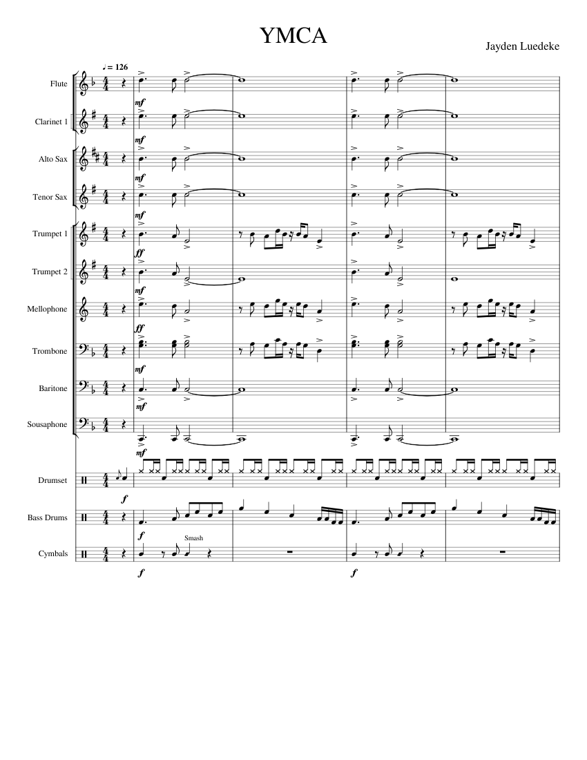 YMCA - The Village People;Martin Williams Sheet music for Trombone ...